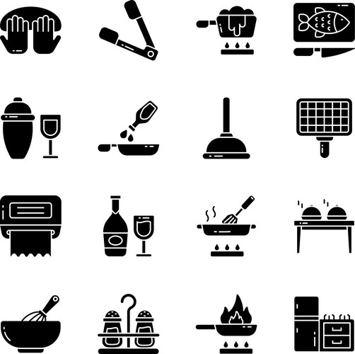 Set of kitchen accessories linear icons – Royalty-Free Vector | VectorStock