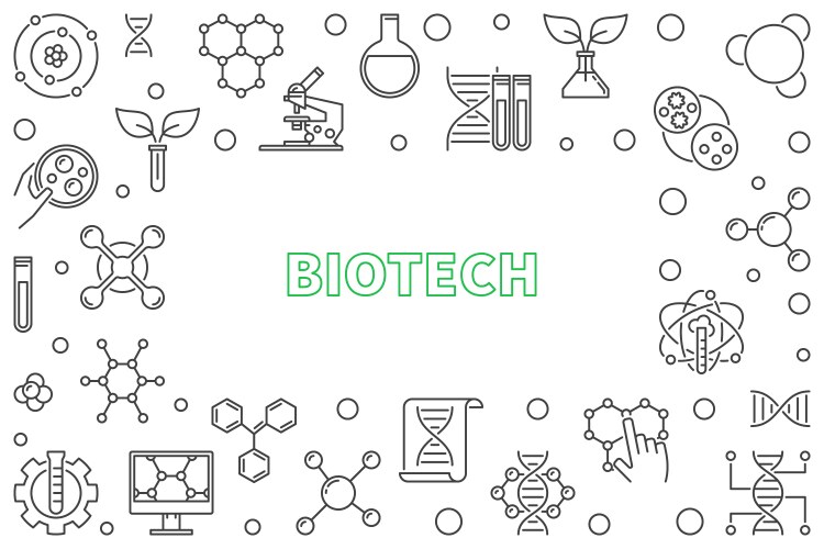 Biotechnology colorful outline concept Royalty Free Vector