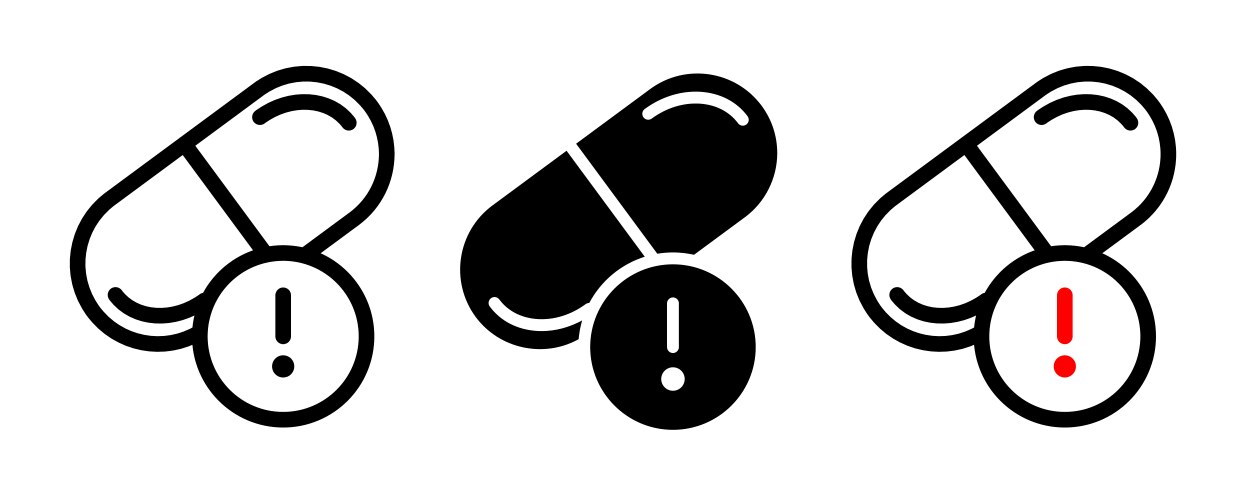Overdose icon set medication drug alert symbol Vector Image
