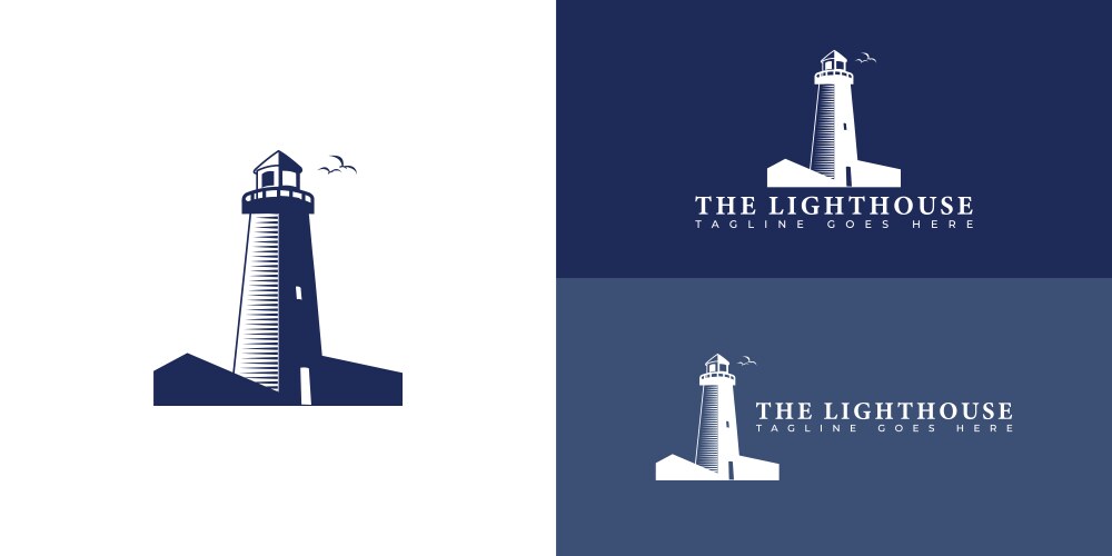 Lighthouse emblem set Royalty Free Vector Image