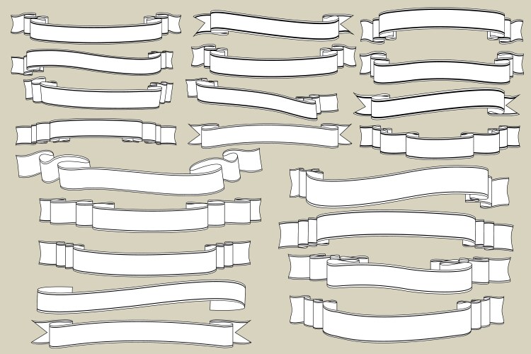 Collection of beige ribbons set Royalty Free Vector Image