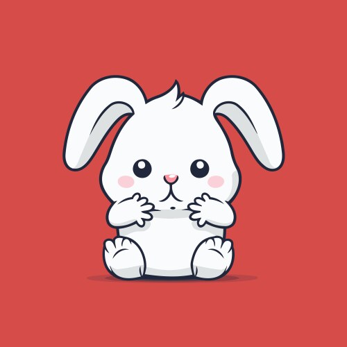Cute cartoon rabbit with sad expression isolated Vector Image