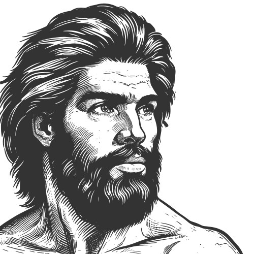 Male portrait engraving sketch Royalty Free Vector Image