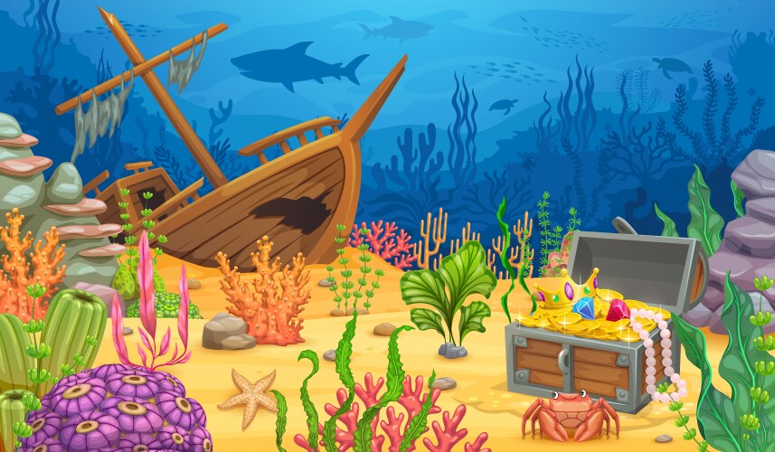 Cartoon underwater landscape banners sea level Vector Image