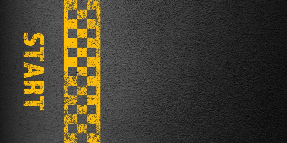Asphalt road with yellow finish line marking Vector Image