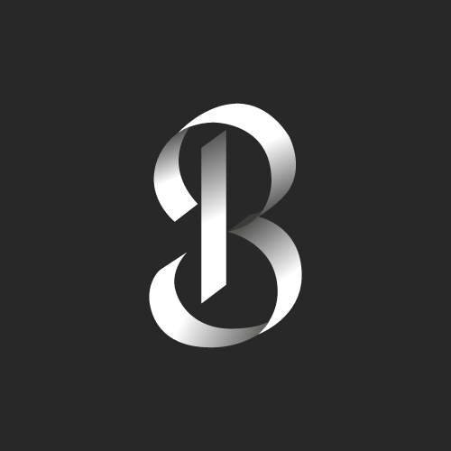 Bold letter n logo 3d ribbons typography element Vector Image