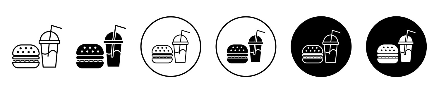 Hamburger soda icon set junk food symbol fast Vector Image