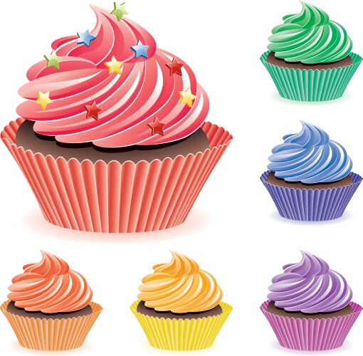 Cupcake 3d realistic icon Royalty Free Vector Image