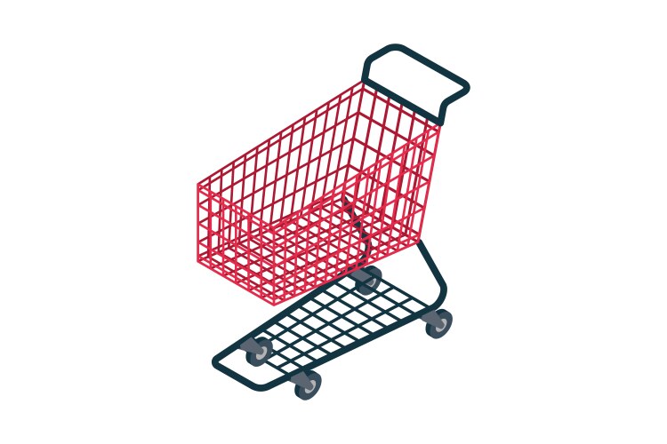 Empty red colored pushcart or shopping cart Vector Image