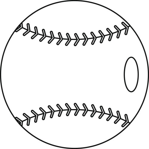 Baseball Outline - Black and White Royalty Free Vector Image