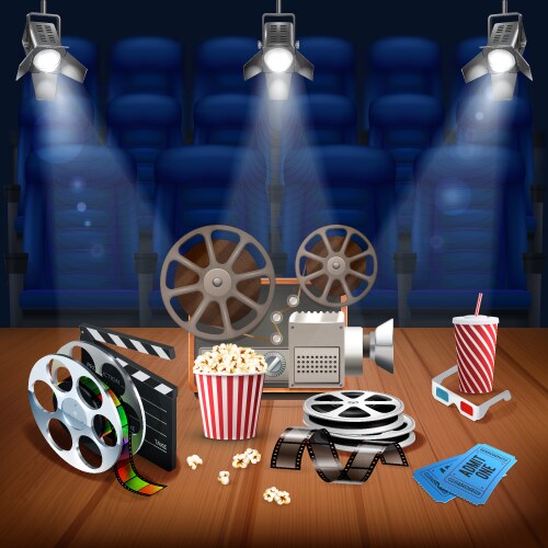 Cinema movie object Royalty Free Vector Image - VectorStock
