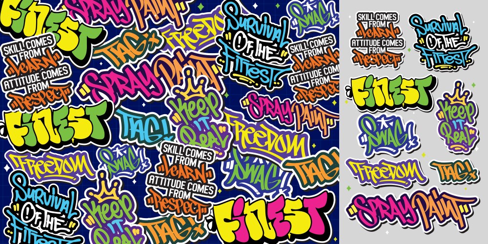 Graffiti sticker pack Royalty Free Vector Image