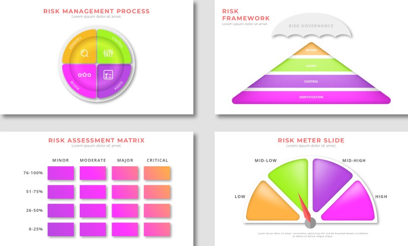 Realistic waterfall chart collection Royalty Free Vector