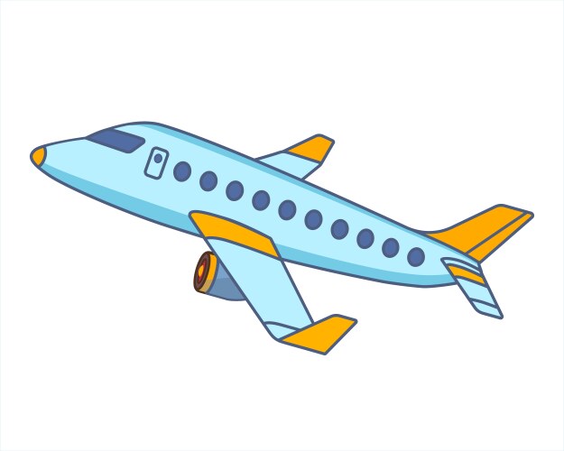 Airplane light blue color with orange tips Vector Image