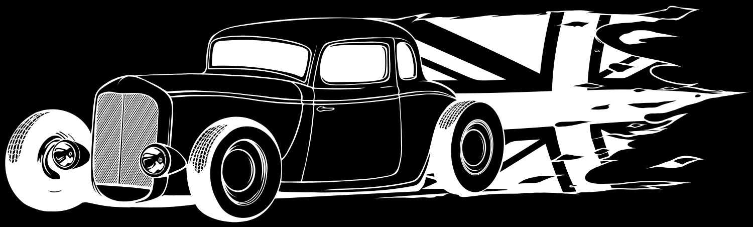 Hot rod car in white line on black background Vector Image