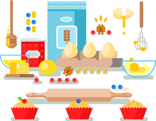 Baking ingredients set Royalty Free Vector Image