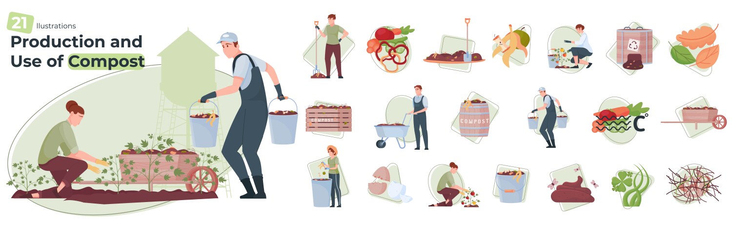 Compost box with bio recycling garbage Royalty Free Vector