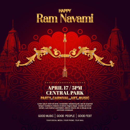 Happy ram navami poster with gradient color Vector Image