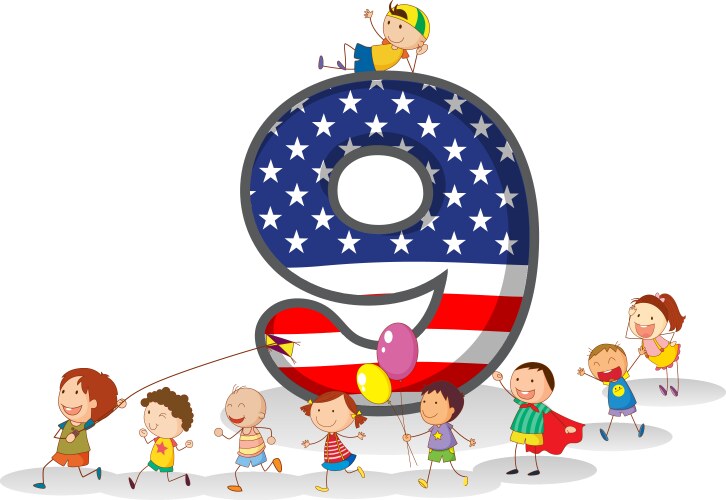 Donut cartoon nine number Royalty Free Vector Image