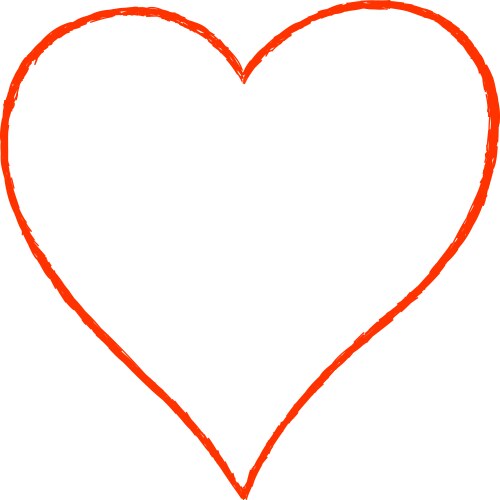 Red heart shape with contour stroke line Vector Image