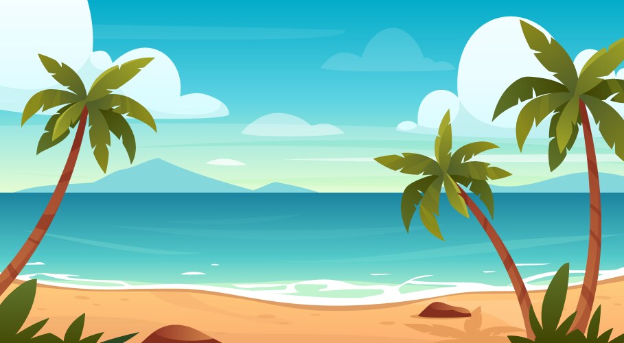 Sea landscape tropical beach ocean seashore Vector Image