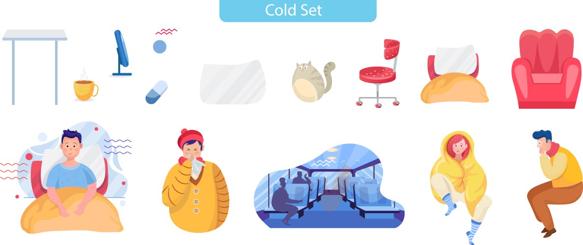 Common cold symptoms cartoon style infographic Vector Image