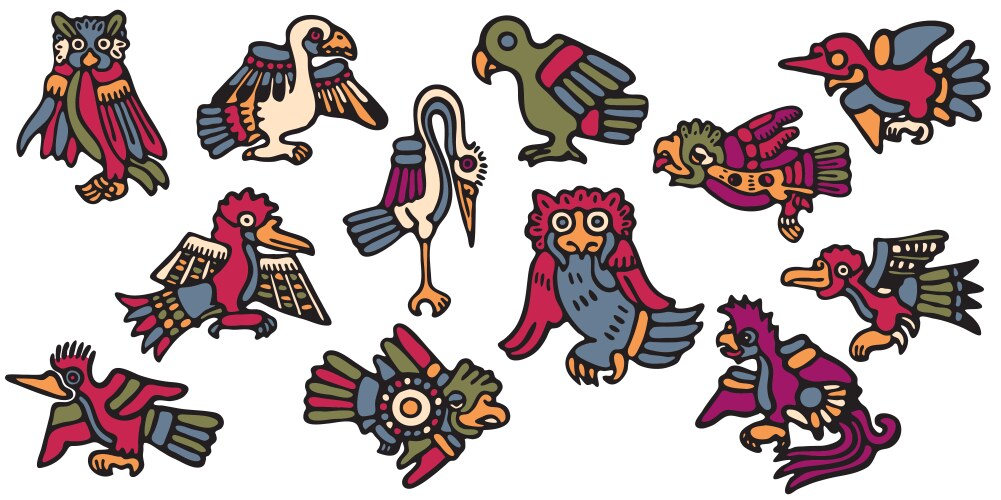 Aztec Tribal Birds - Mexican Art Royalty Free Vector Image