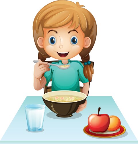 A girl eating her lunch Royalty Free Vector Image