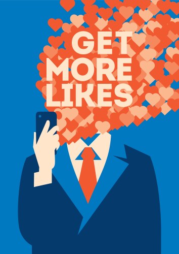 Get more likes announcement man holding megaphone Vector Image