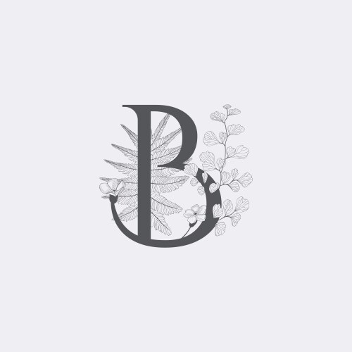 Hand drawn floral b monogram and logo Royalty Free Vector