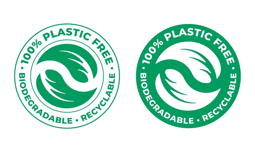 Biodegradable plastic free icon - compostable Vector Image