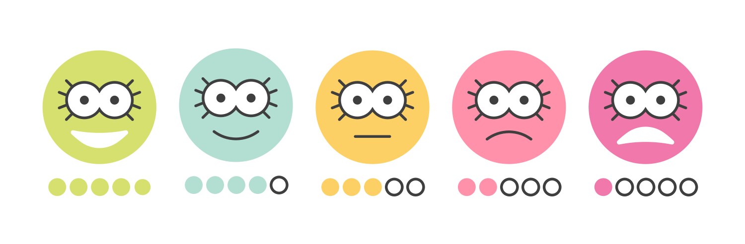 Feedback emotion faces line rating scale icons Vector Image