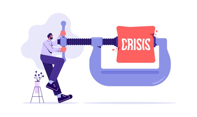 Overcome business challenge banner - cartoon Vector Image