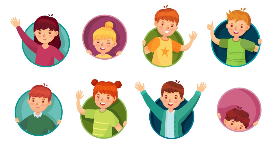 Set of people avatars round icons with faces Vector Image