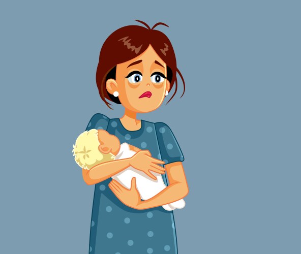 Stressed mom of twins trying to relax cartoon Vector Image