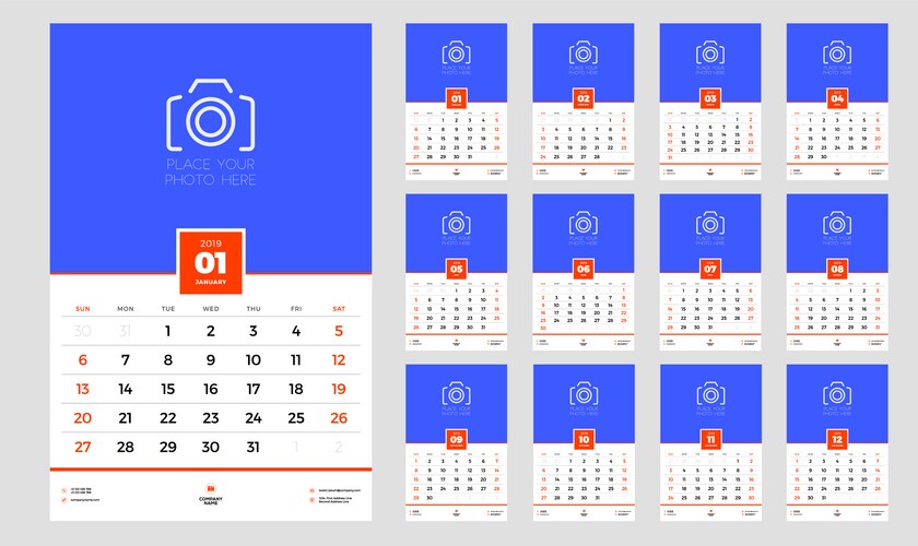 2026 Calendar - Monthly Wall Planner – Royalty-Free Vector | VectorStock