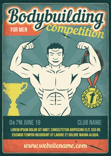 Bodybuilder narciss poster Royalty Free Vector Image