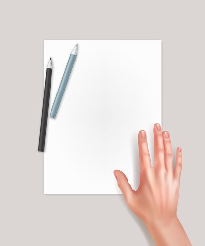 Two hands with a paper sheets Royalty Free Vector Image