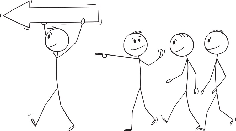 Big smiling business team with leader cartoon Vector Image