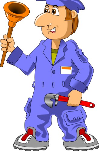 Cartoon plumber standing Royalty Free Vector Image