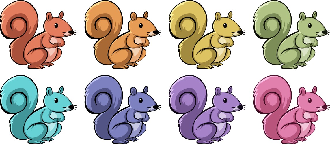 Two squirrels and nuts in garden Royalty Free Vector Image