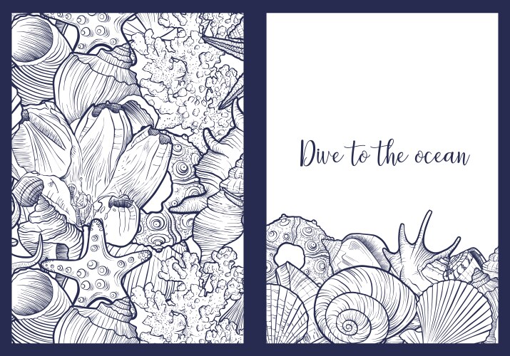 Marine seashell coloring page Royalty Free Vector Image