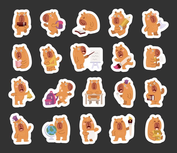 Capybara School - Diverse Emotions – Royalty-Free Vector | VectorStock