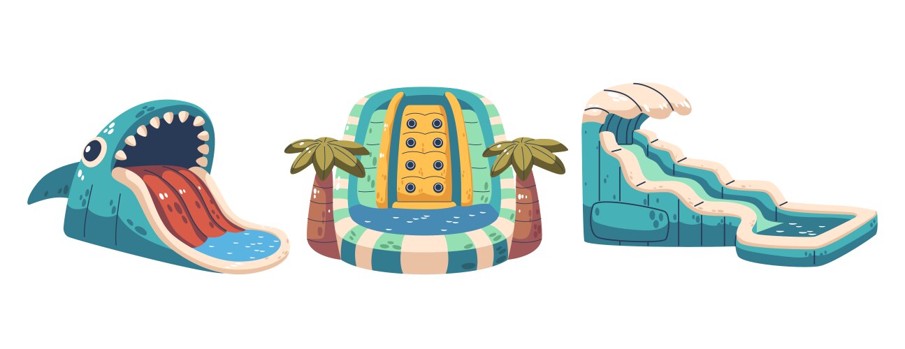 Inflatable castle with slides pools Royalty Free Vector