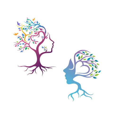 Abstract man and tree logo Royalty Free Vector Image