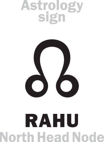 Rahu planet symbol ascending lunar node golden Vector Image