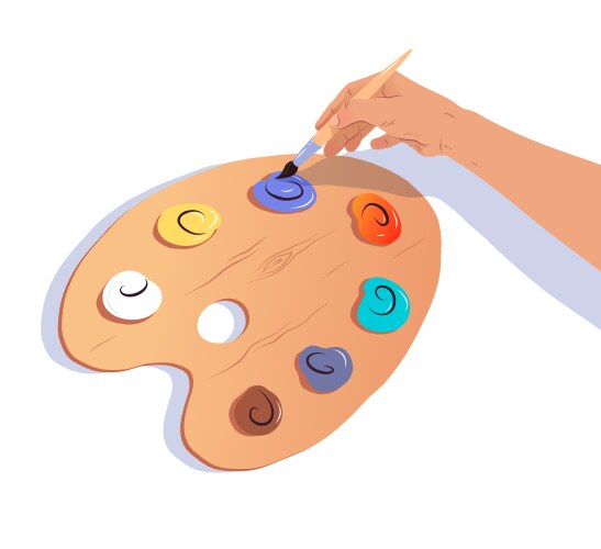 Cute girl holding brush and colour palette Vector Image