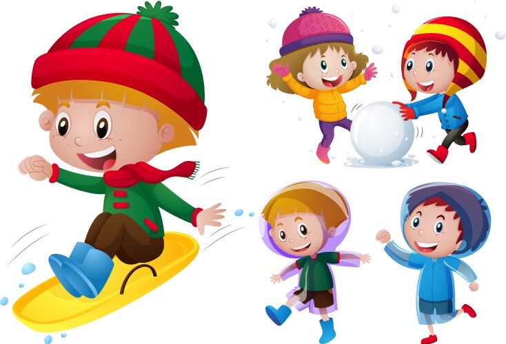 Cartoon weather clouds rain snow elements Vector Image