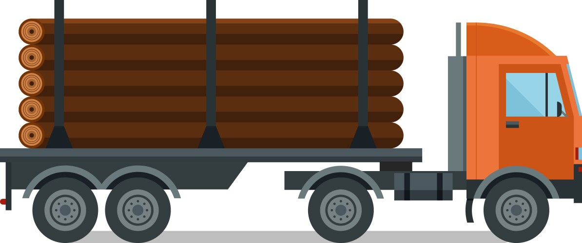 Hand drawn big logging truck filled with timber Vector Image