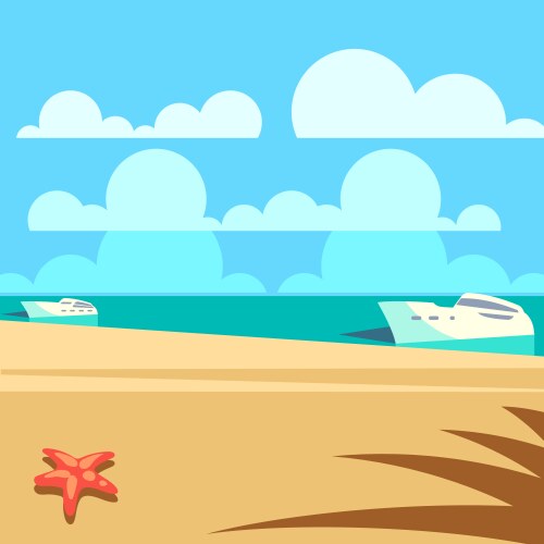 Sea beach cut out paper art style design Vector Image